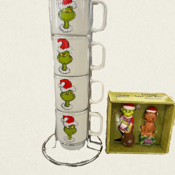 The Grinch | Holiday | Grinch Stackable Mugs And Grinch Salt And Pepper ...